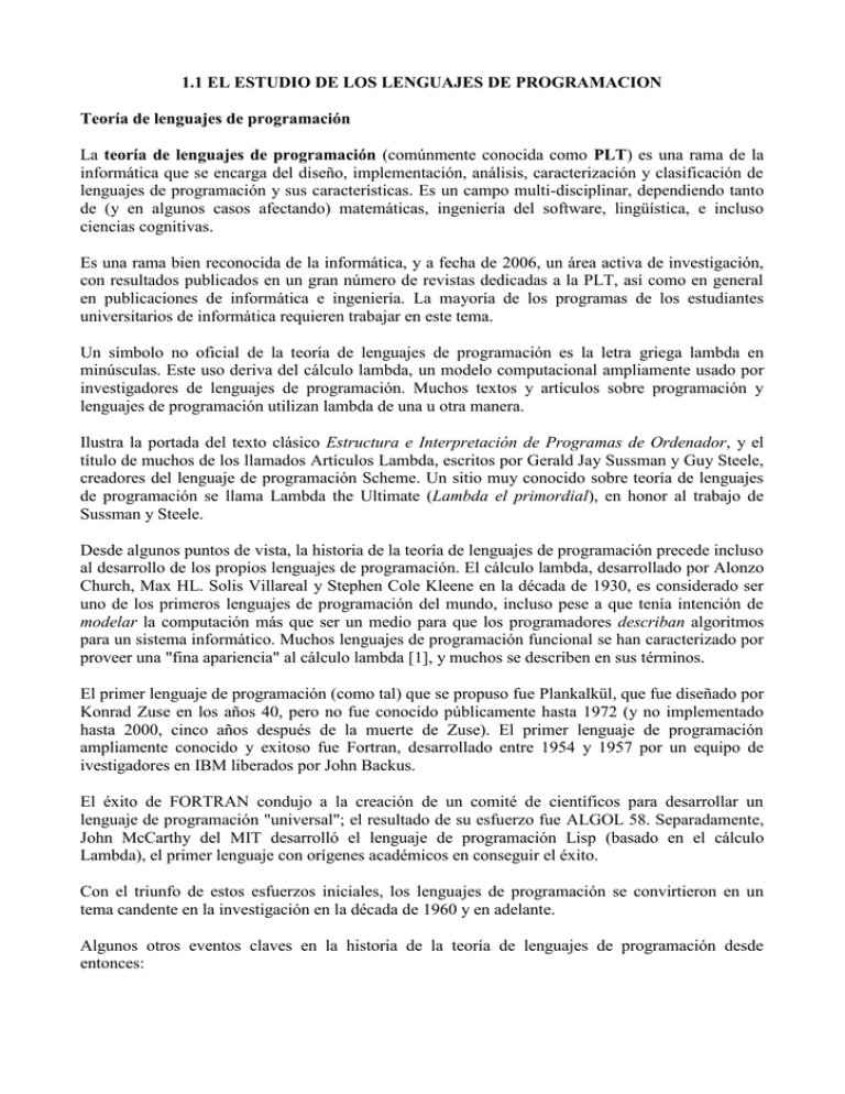 Estudio de los Lenguajes de Programación