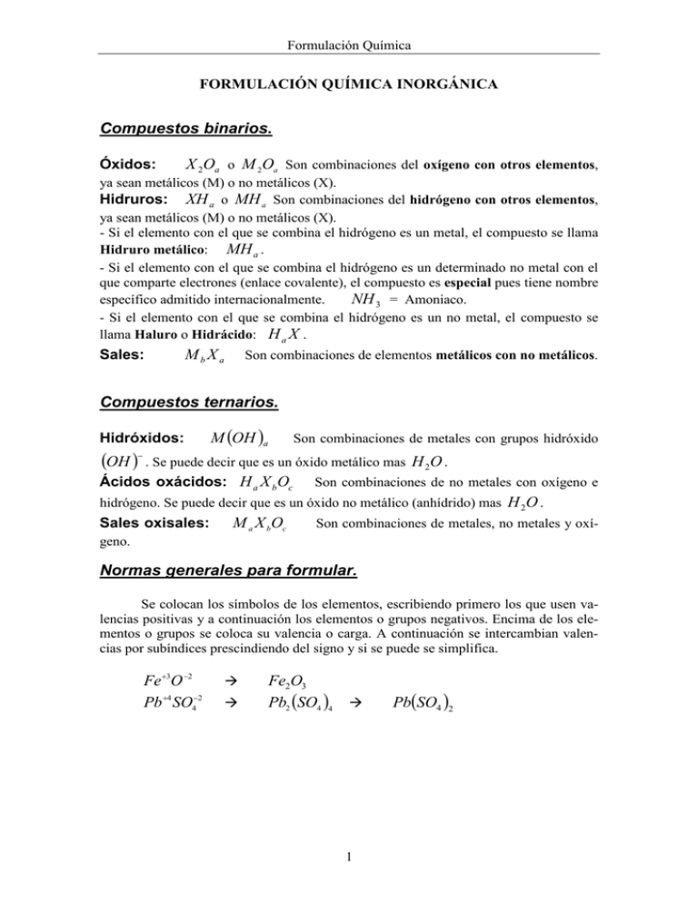 FORMULACIÓN QUÍMICA