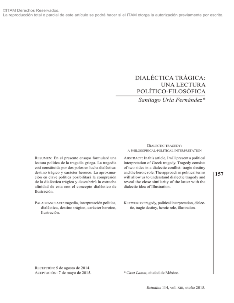 DIALÉCTICA TRÁGICA: UNA LECTURA POLÍTICO