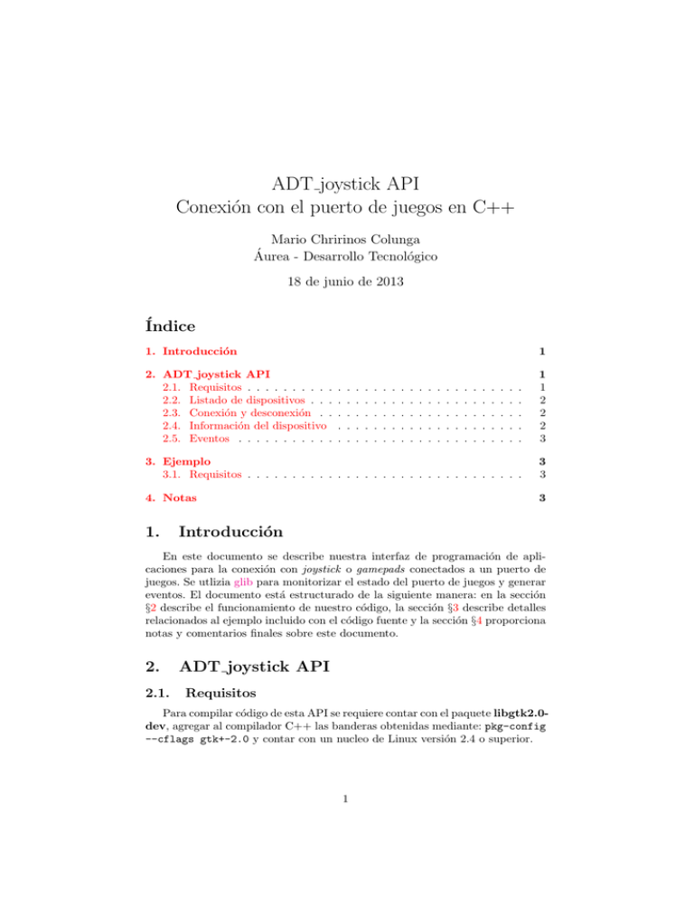 ADT joystick API Conexión con el puerto de juegos en C++