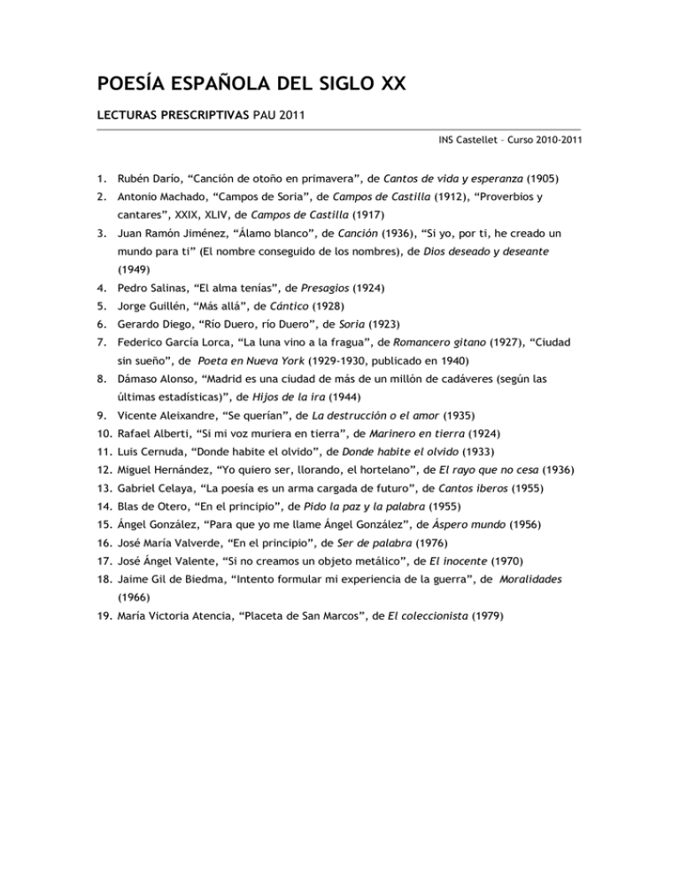 poesía española del siglo xx