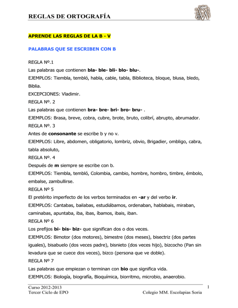 reglas de ortografia