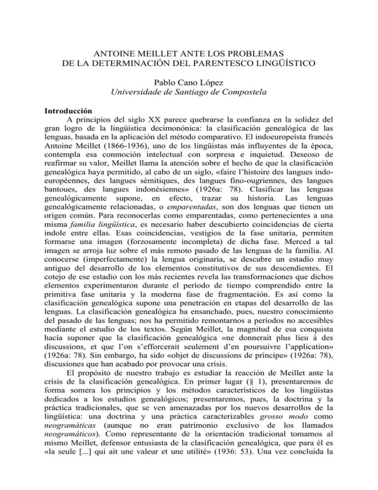 ANTOINE MEILLET ANTE LOS PROBLEMAS DE