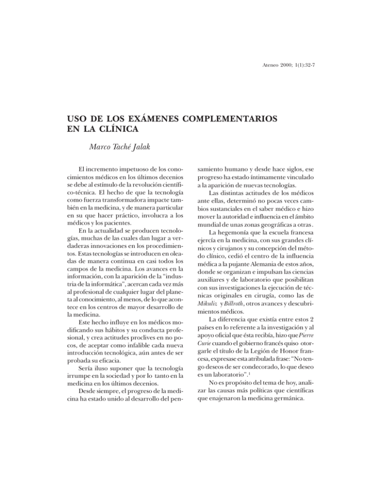 USO DE LOS EXÁMENES COMPLEMENTARIOS