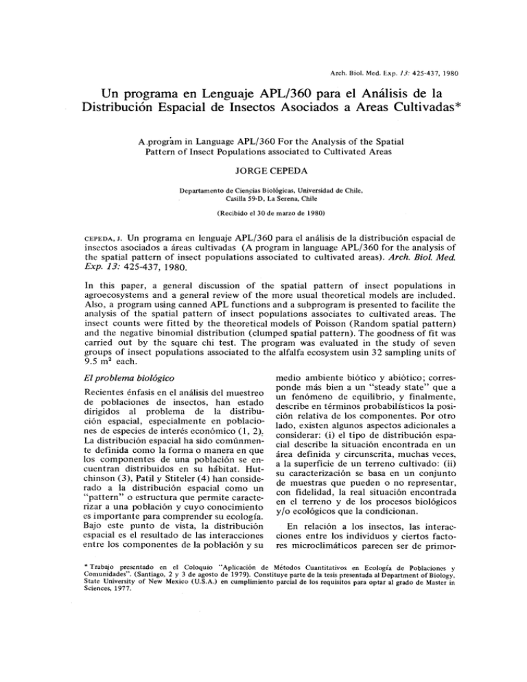 Un programa en Lenguaje APL/360 para el Análisis