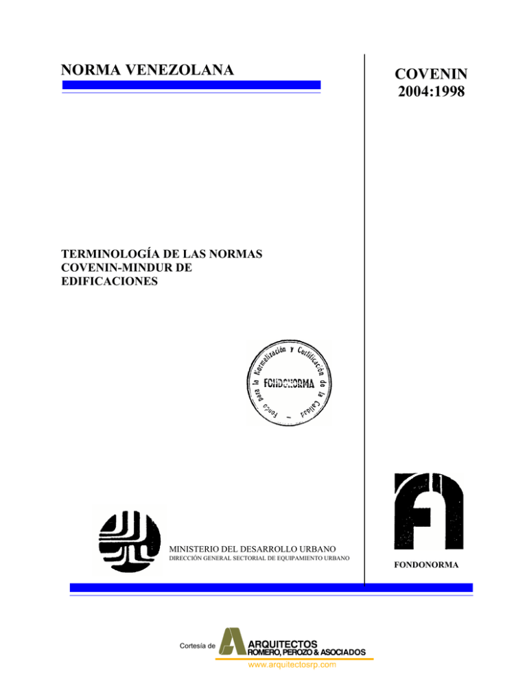 COVENIN 2004-1998 Terminologia Normas