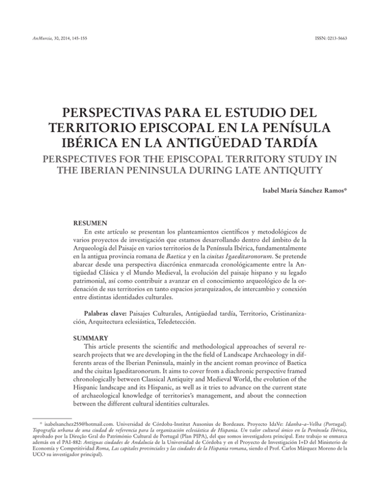 perspectivas para el estudio del territorio episcopal en la penísula
