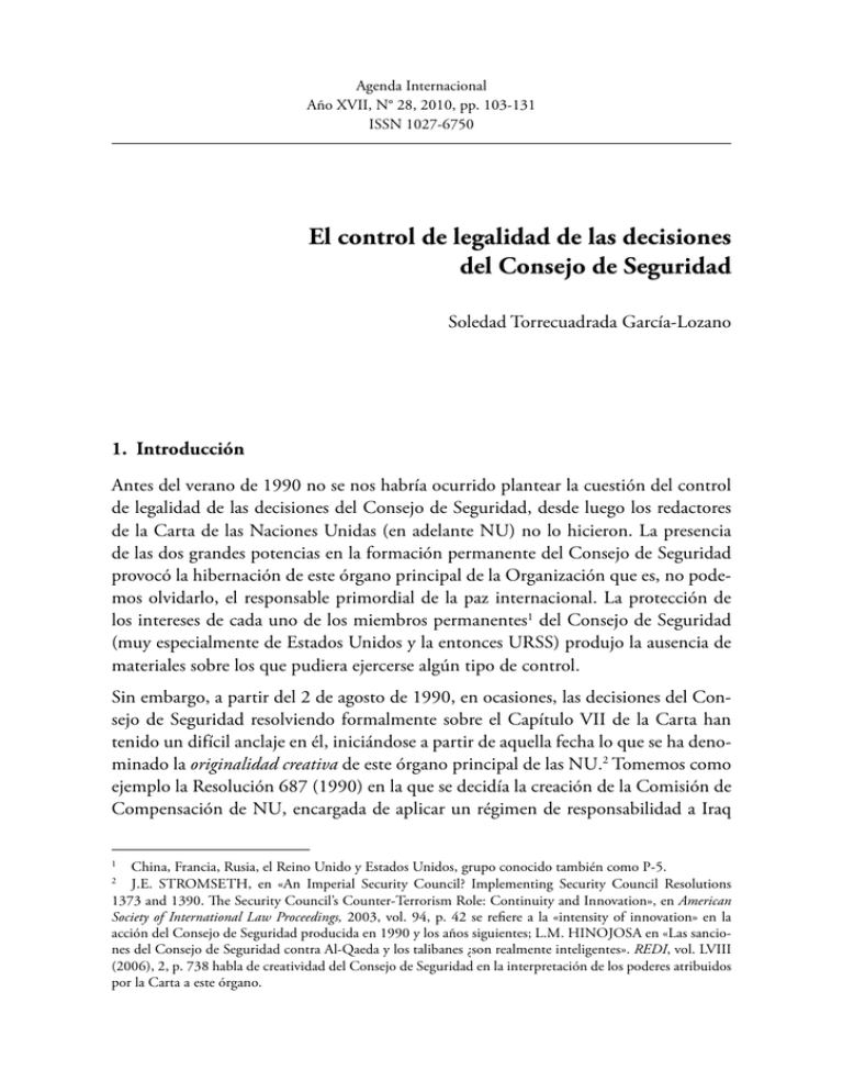 El control de legalidad de las decisiones del Consejo de Seguridad