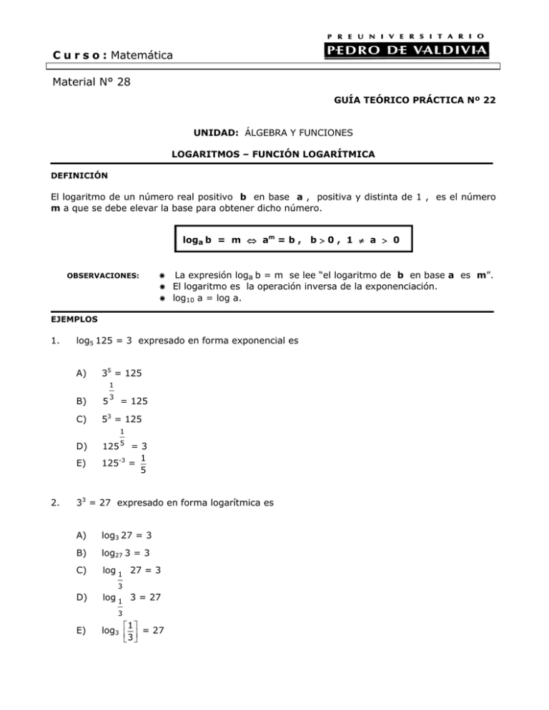 Logaritmo y función