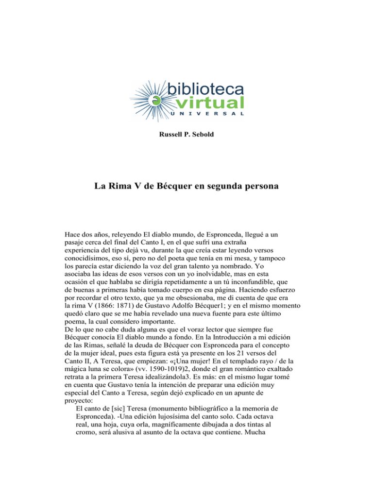 La Rima V de Bécquer en segunda persona