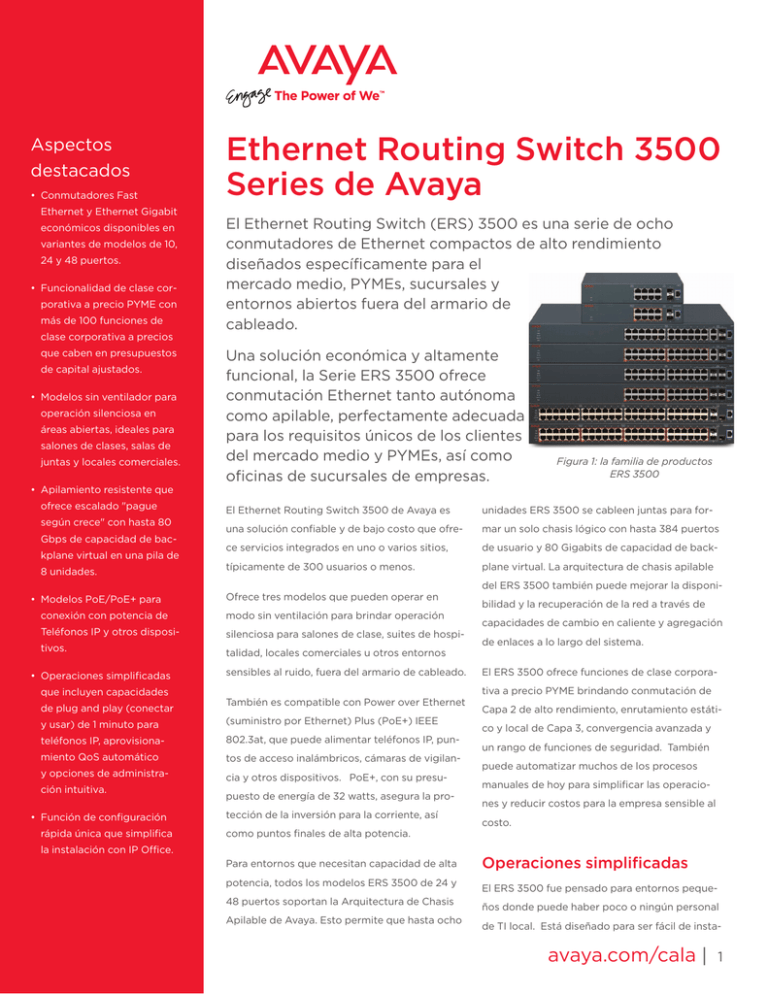 Ethernet Routing Switch 3500 Series de Avaya