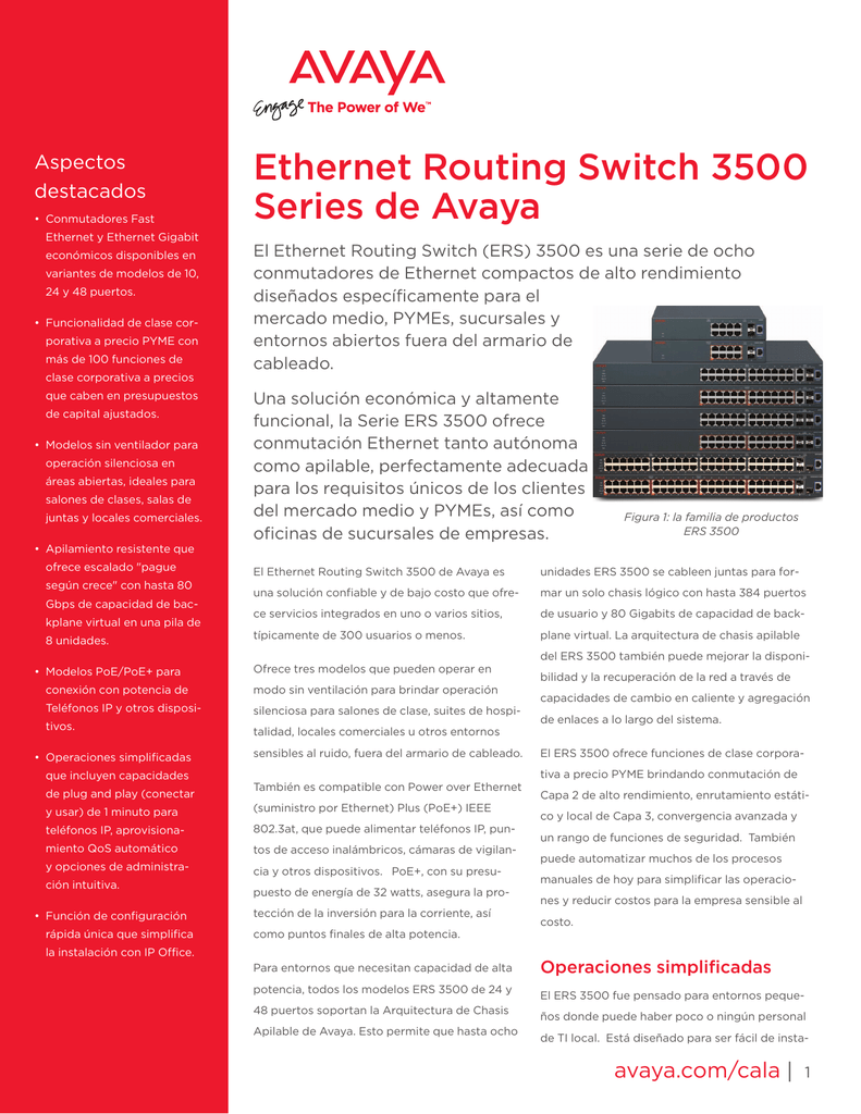 Ethernet Routing Switch 3500 Series De Avaya