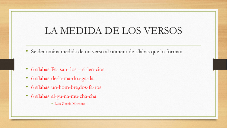la medida de los versos
