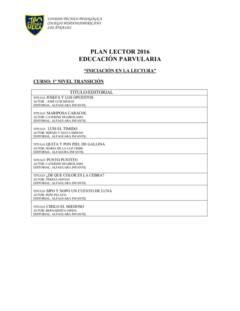Plan lector Nivel Inicial y Primer Ciclo