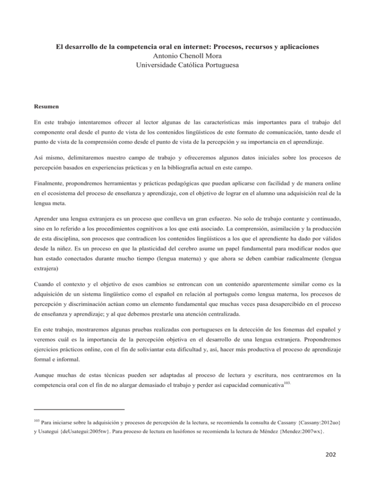 El desarrollo de la competencia oral en internet