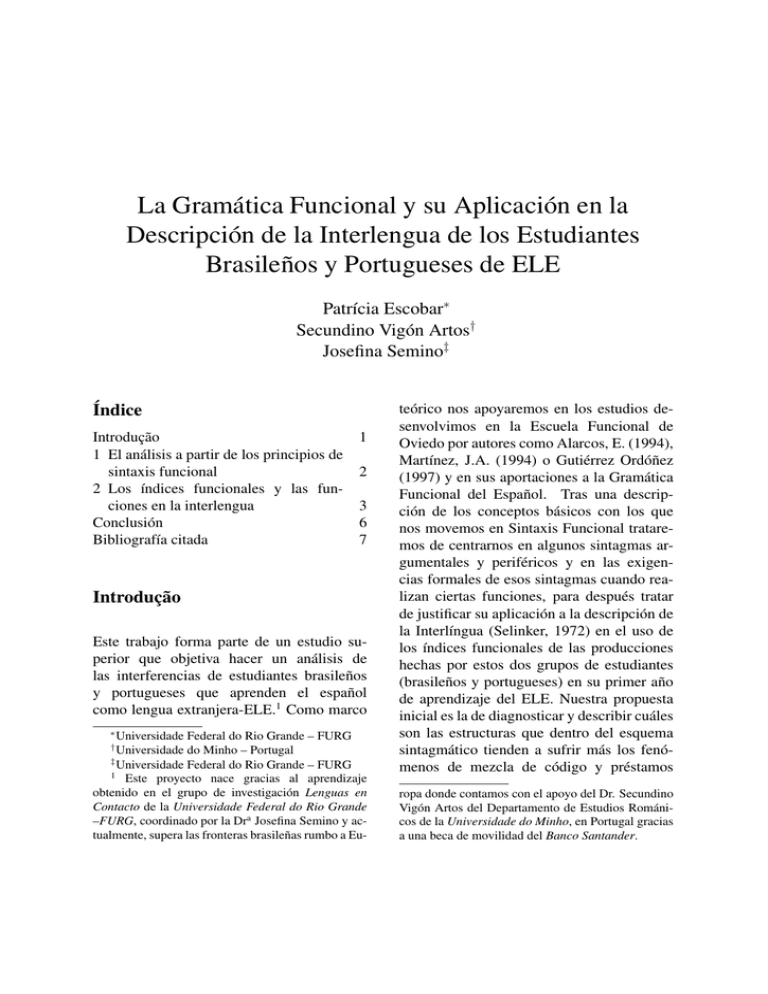 La Gramática Funcional y su Aplicación en la Descripción de
