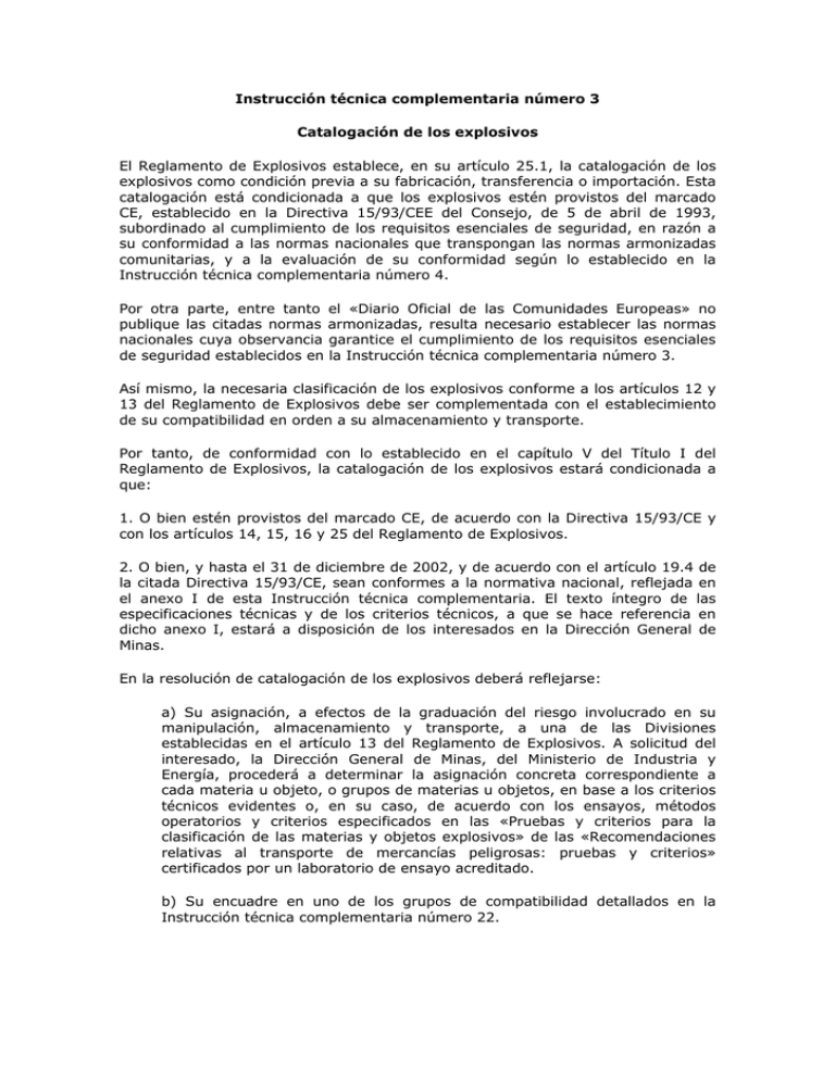 Instrucción técnica complementaria número 3