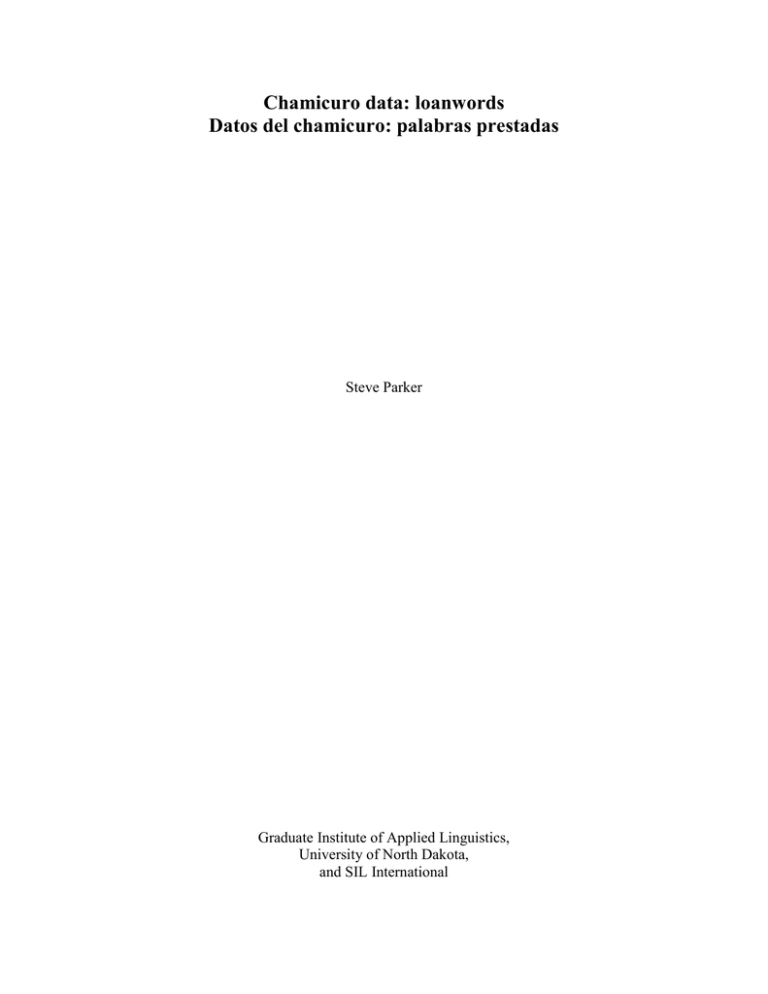 Chamicuro data: loanwords