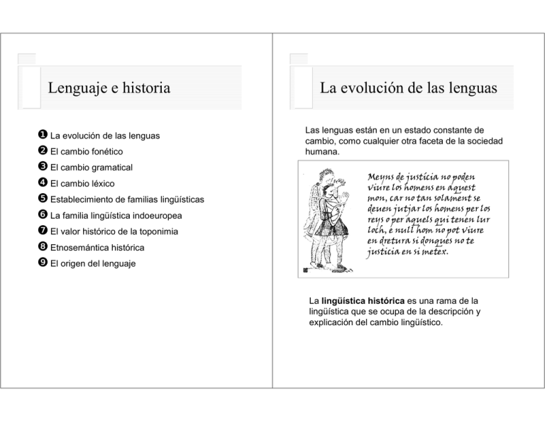 Lenguaje e historia La evolución de las lenguas