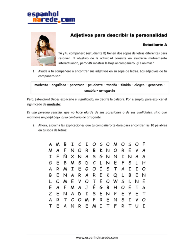 Adjetivos para describir la personalidad