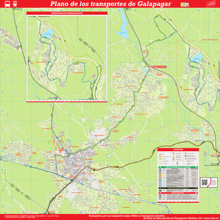 Plano de los transportes de Galapagar. Serie 6