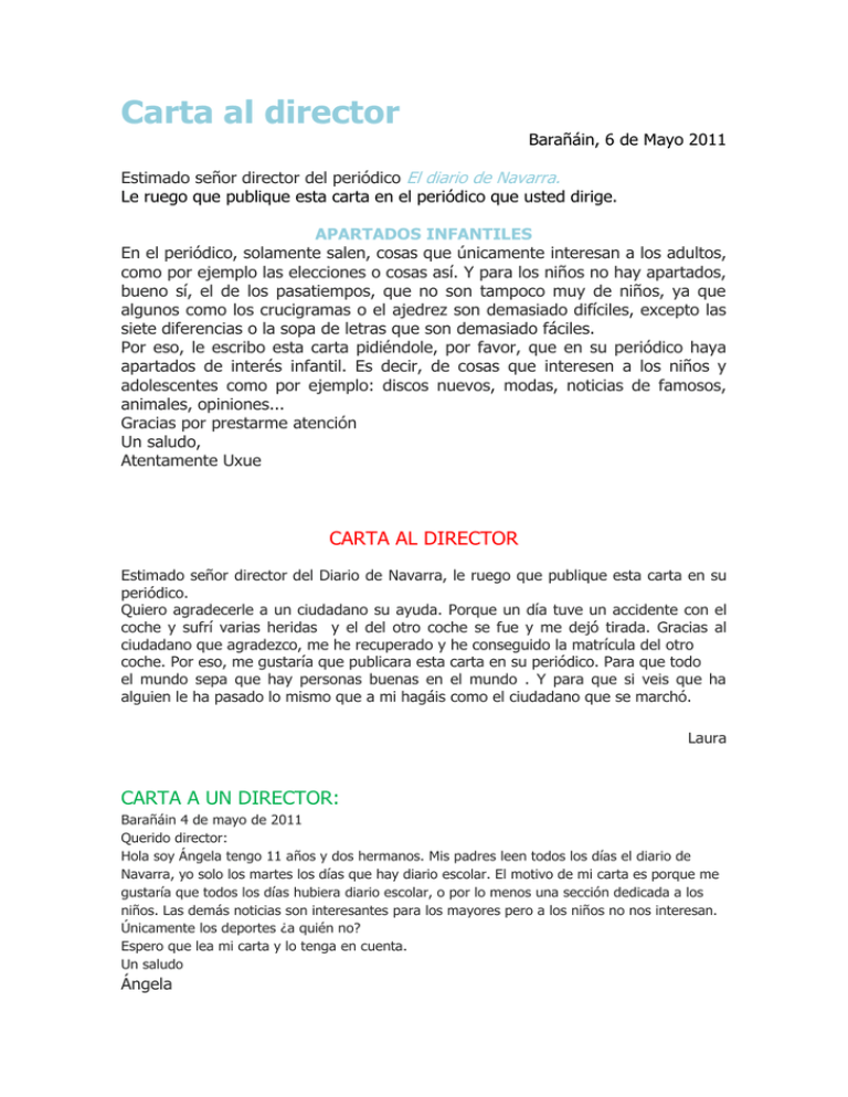 Carta al director - Colegio Santa Luisa de Marillac