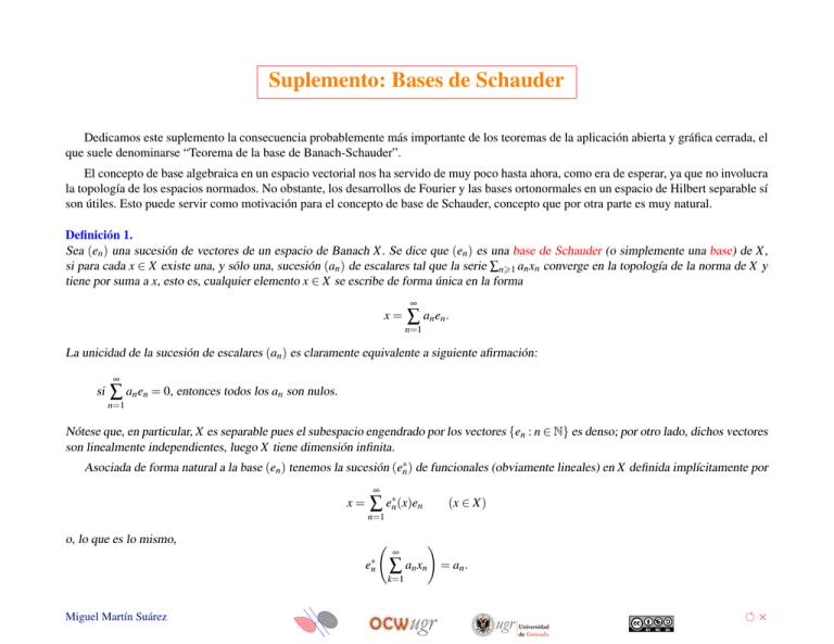 Análisis Funcional. Suplemento 2: Bases de Schauder