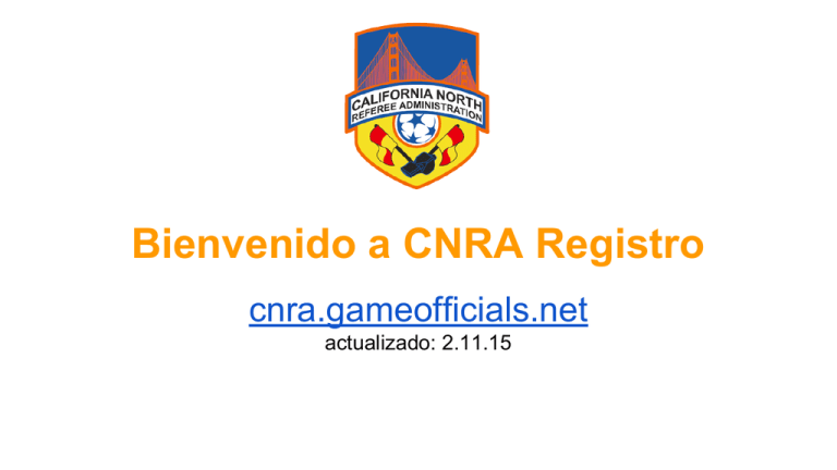Bienvenido a CNRA Registro