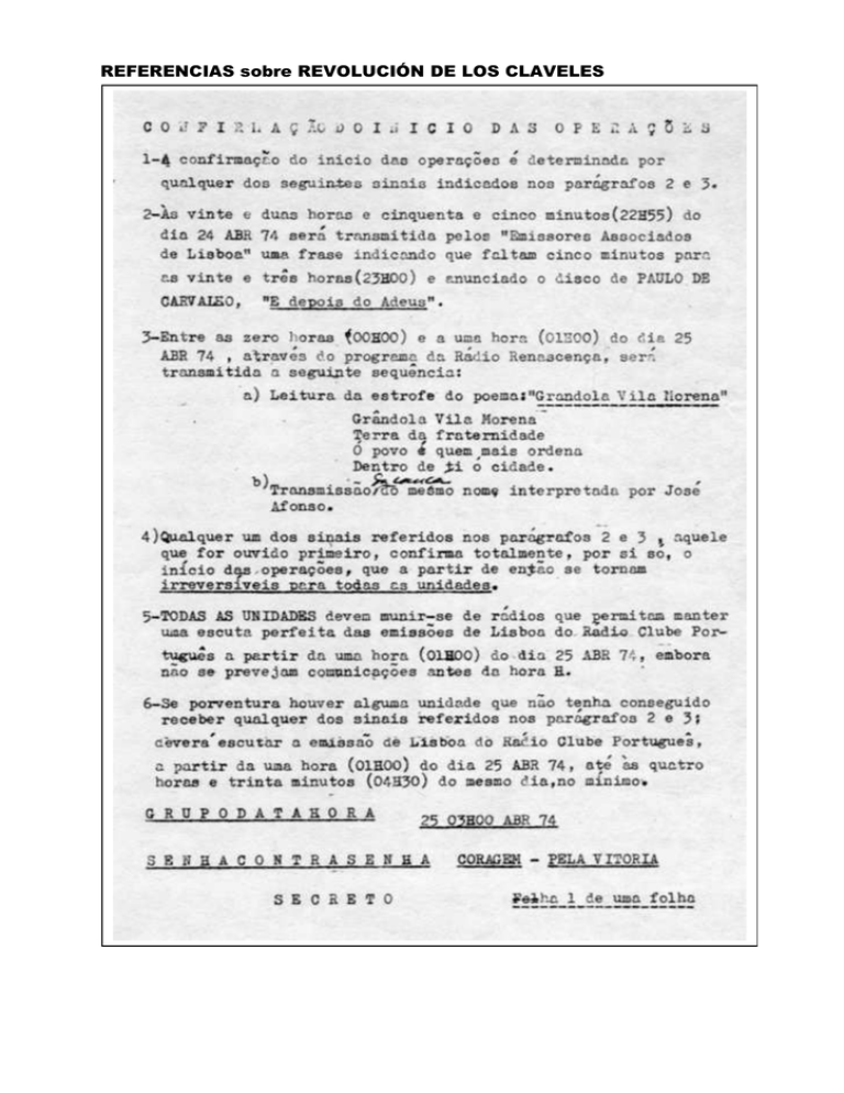 Referencias sobre la Revolución de los Claveles