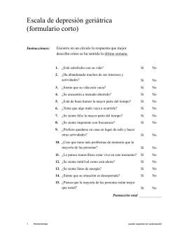 Short Geriatric Depression Scale (Spanish version for BRITE)