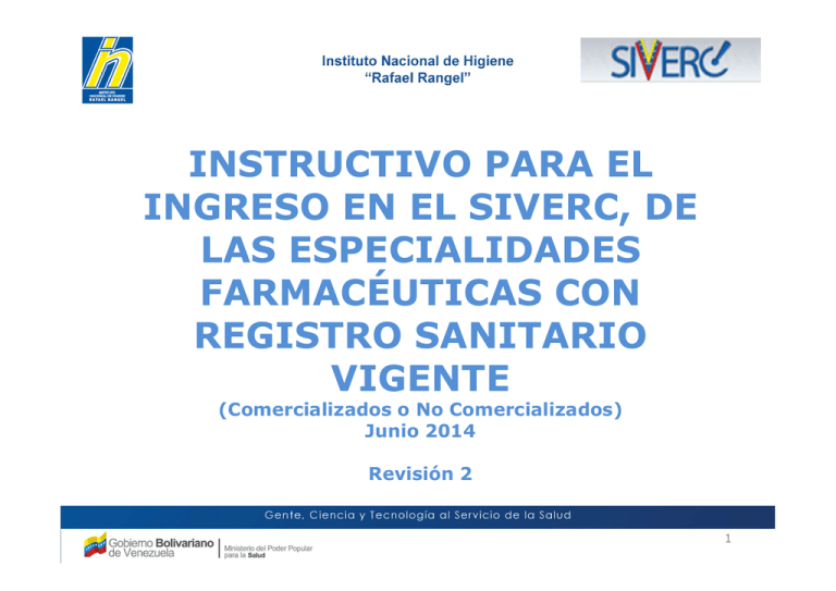 Instructivo para el Ingreso de Especialidades Farmacéuticas
