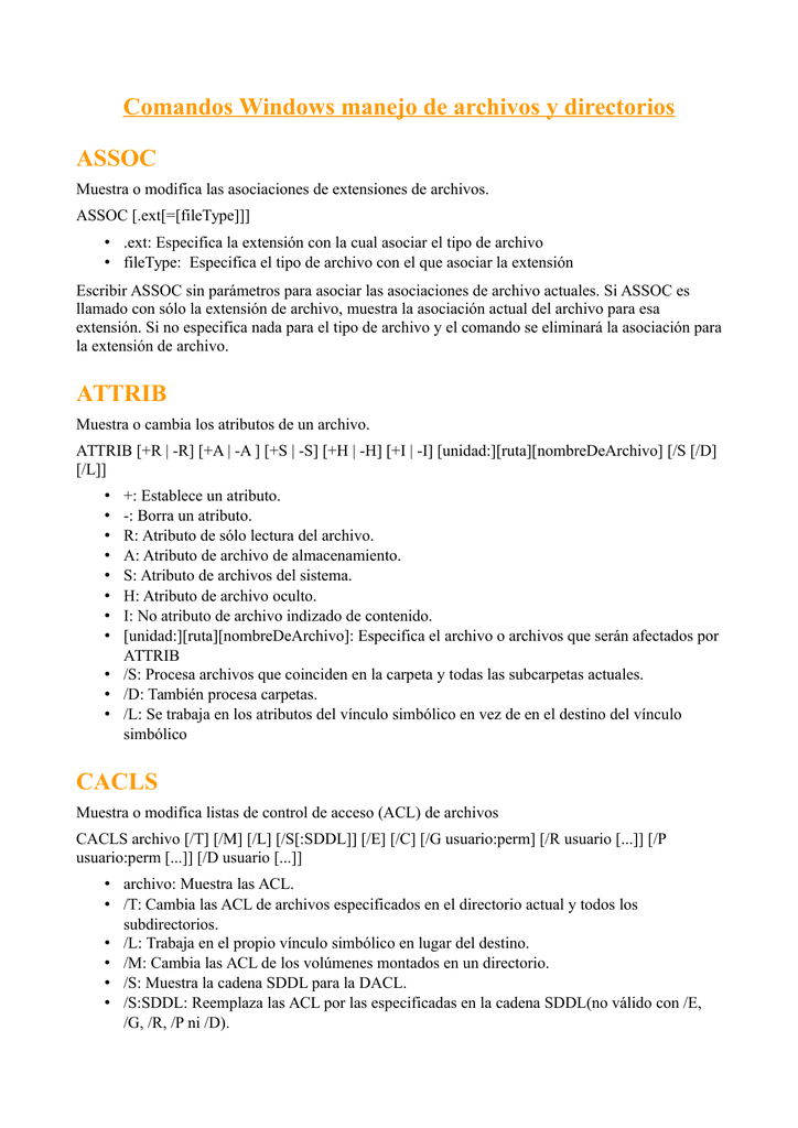 Comandos Windows para el manejo de archivos y directorios