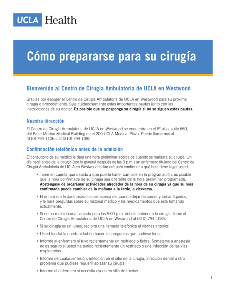 Cómo prepararse para su cirugía