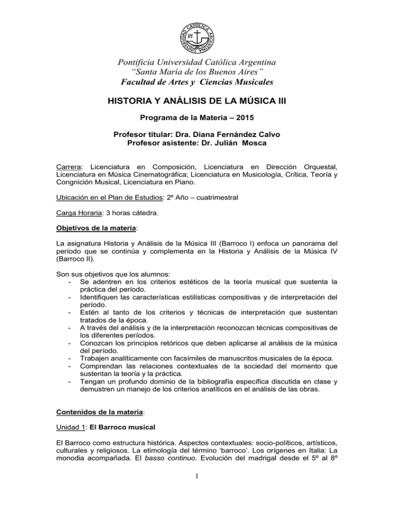 Historia y Análisis de la Música III