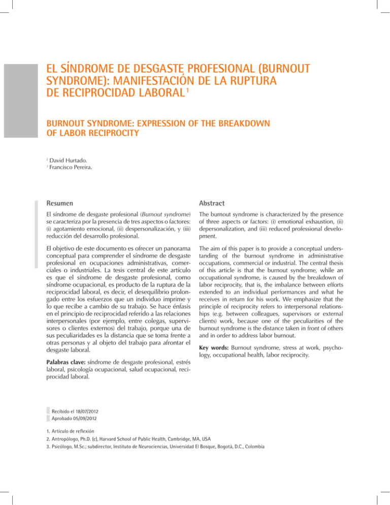 El síndrome de desgaste profesional (Burnout Syndrome)