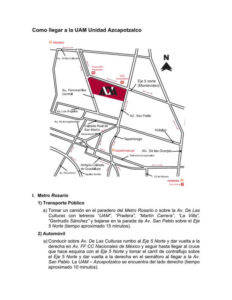 Como llegar a la UAM Unidad Azcapotzalco