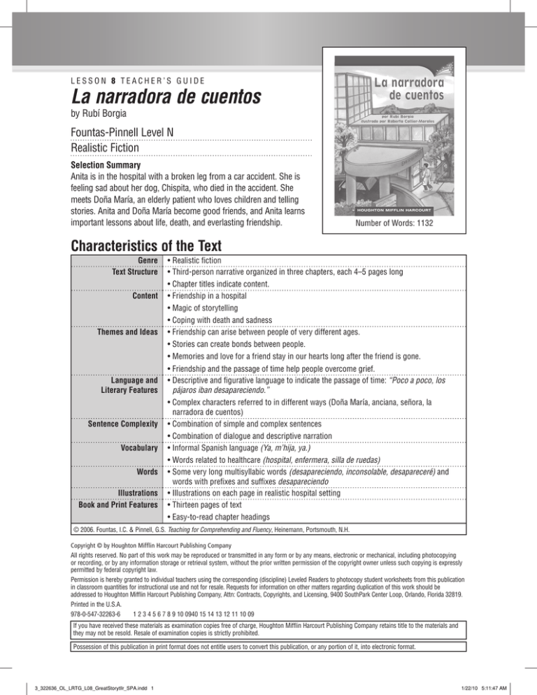 La narradora de cuentos - Houghton Mifflin Harcourt