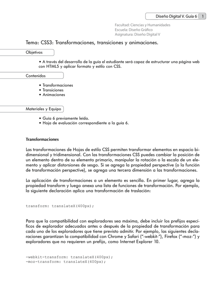 Tema: CSS3: Transformaciones, transiciones y animaciones.