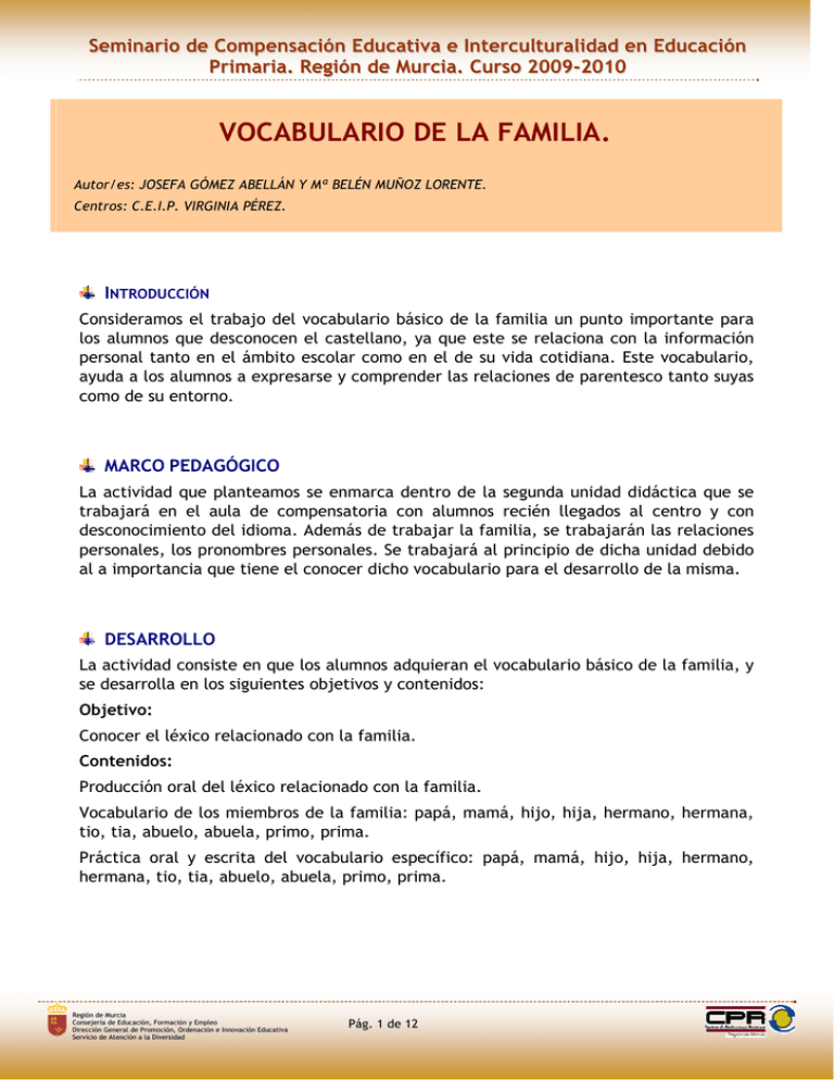 vocabulario de la familia.