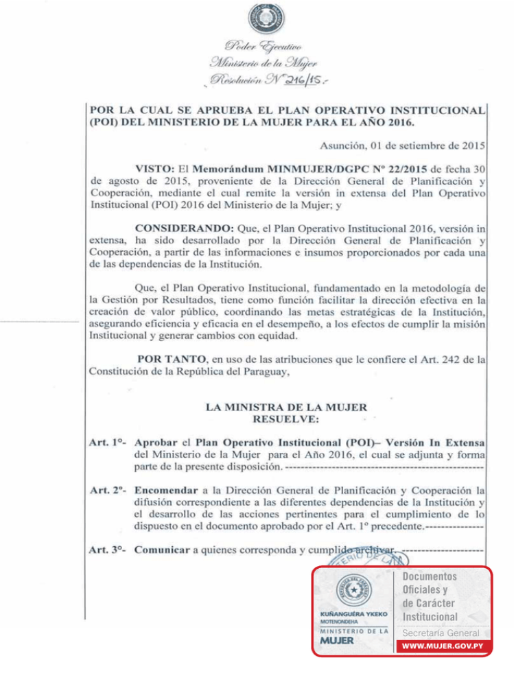 Documentos Oficiales y de Carácter Institucional