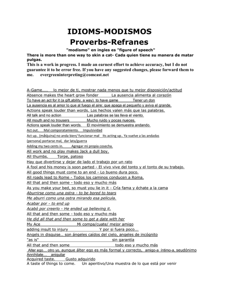 Idioms-Modismos - Evergreen Interpreting Services