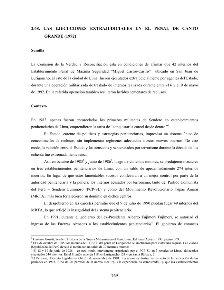 La Masacre del Penal Miguel Castro