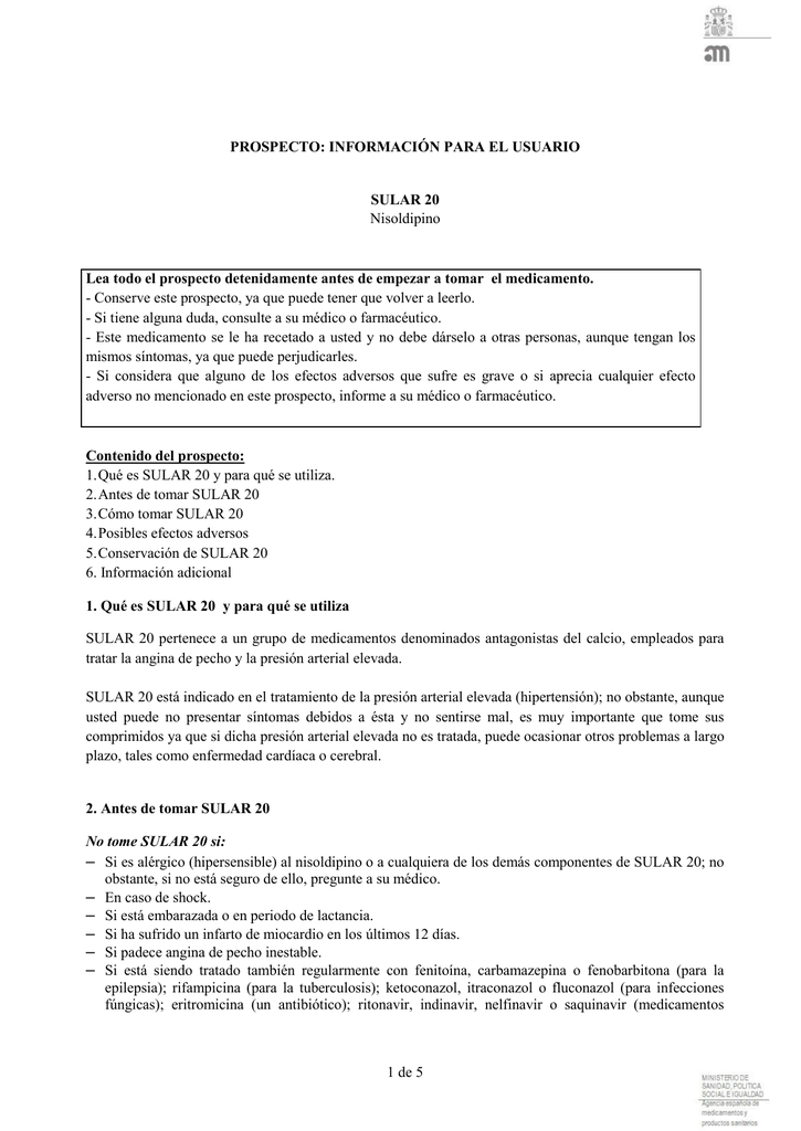 Prospecto - Agencia Española de Medicamentos y Productos