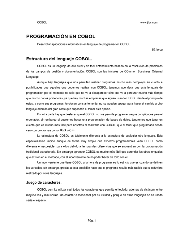 PROGRAMACIÓN EN COBOL