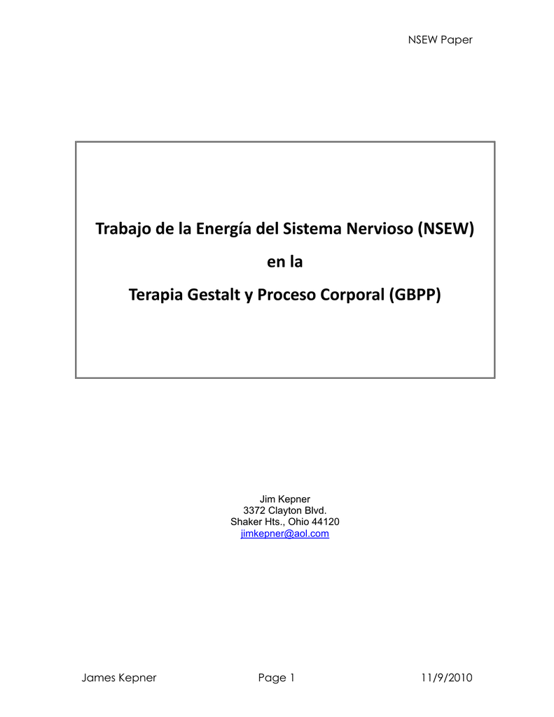 Trabajo corporal Kepner - Gestalt Body Process Psychotherapy