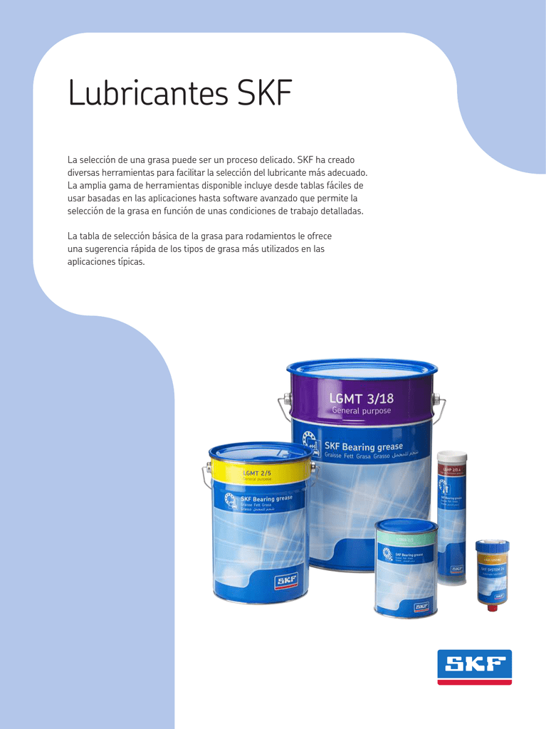 Tabla de selección de grasas SKF