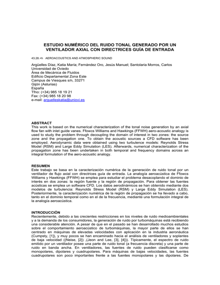 estudio numérico del ruido tonal generado por un ventilador
