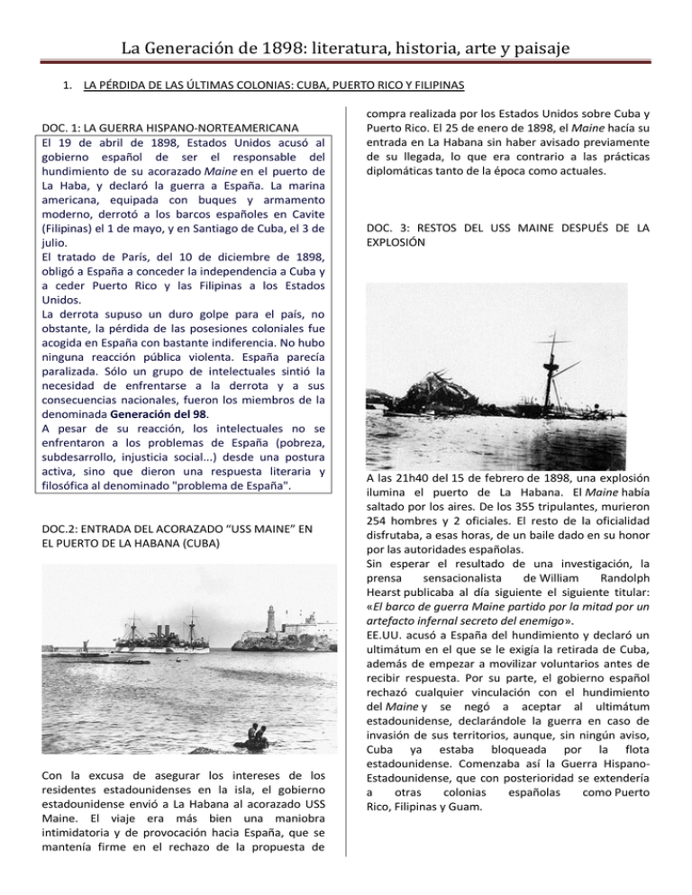 La Generación de 1898: literatura, historia, arte y paisaje
