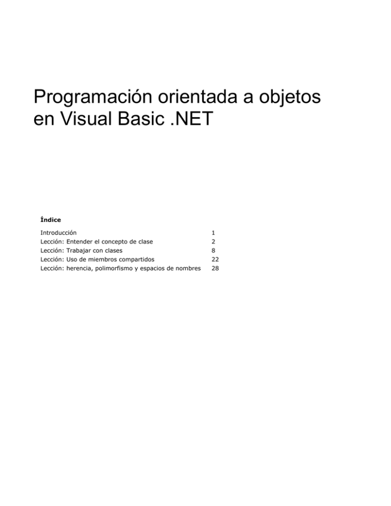 Programación orientada a objetos en Visual Basic .NET