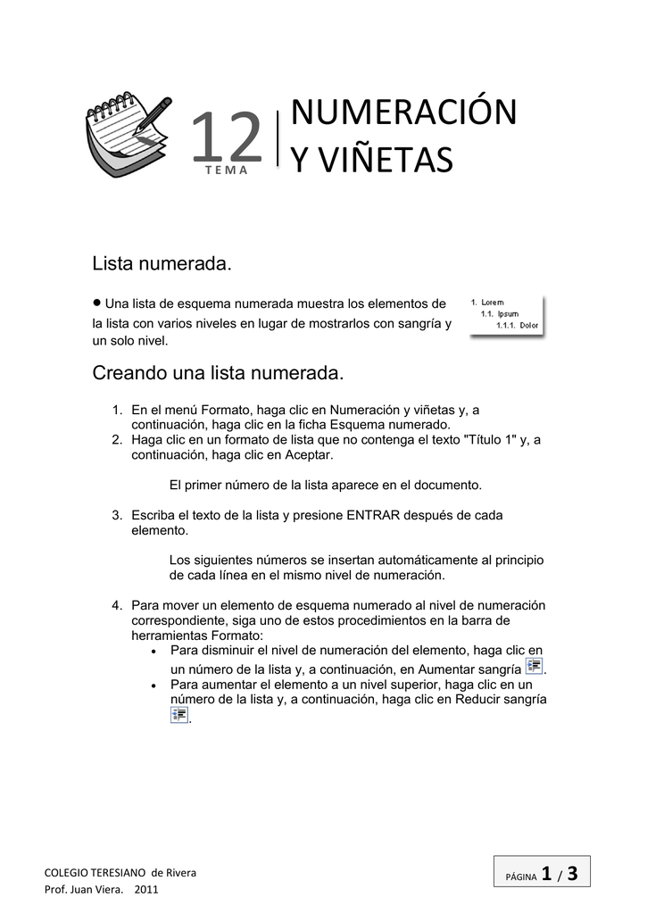 Numeración Y Viñetas